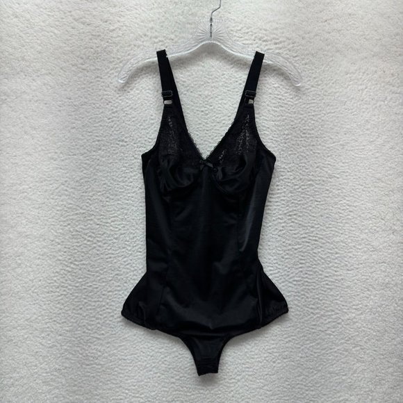 Va Bien | Tops | Vintage Bodysuit Shapewear Lingerie 42b Black Satin ...